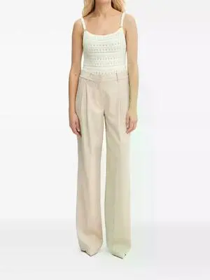 Guess Pointelle-knit Logo Plaque Top - White
