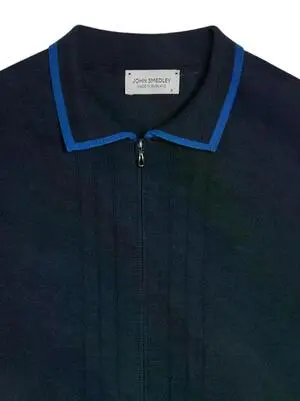 John Smedley Albie Contrast-trim Zip-up Cardigan - Blue
