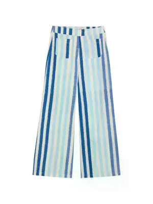 EMPORIO SIRENUSE Adele Ikat-stripe Wide-leg Palazzo Pants - Blue
