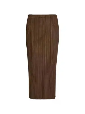Issey Miyake Pleated Midi Skirt - Brown