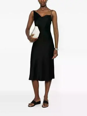 Stella McCartney Asymmetrical Cowl Neck Midi Dress - Black