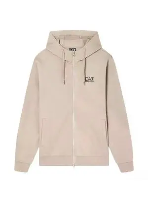 EA7 Logo-print Zip-up Hoodie - Neutrals