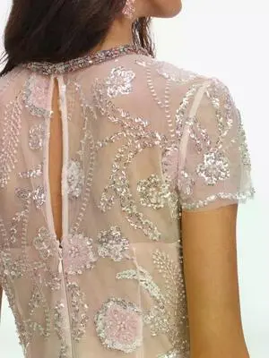 SELF-PORTRAIT Sequin-embellished Floral-print Midi Dress