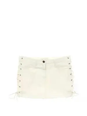 Miu Miu Lace-up Denim Mini Skirt