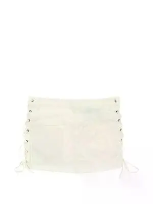Miu Miu Lace-up Denim Mini Skirt