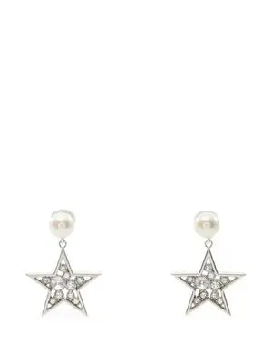 Miu Miu Star Rhinestone Faux Pearl Drop Earrings