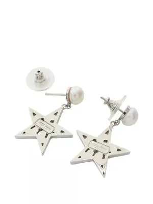 Miu Miu Star Rhinestone Faux Pearl Drop Earrings
