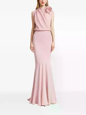 GEMY MAALOUF Floral Draped Crepe Dress