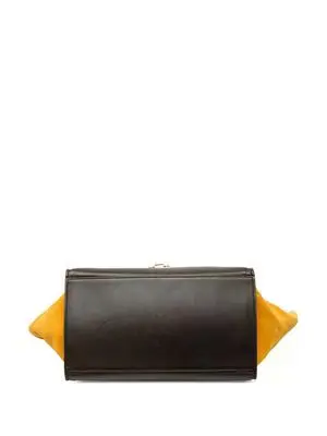 Celine Tricolor Calfskin And Suede Trapeze Satchel - Blue
