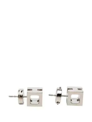 Hermès Palladium Plated Cage Dh Cube Push Back Earrings
