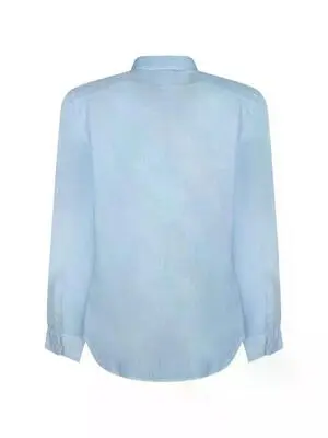 120% Lino Spread-collar Buttoned-cuff Shirt - Blue