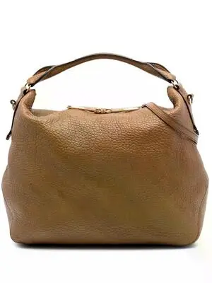 Burberry Grained Calfskin Ledbury Convertible Hobo Satchel - Brown