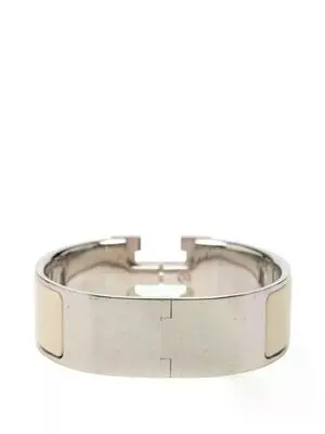 Hermès Wide Enamel Clic Clac H Bracelet Pm - Silver