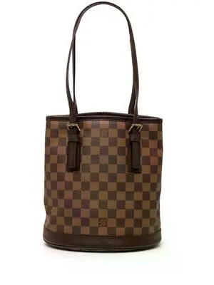 LOUIS VUITTON Damier Ebene Marais Bucket Bag - Brown