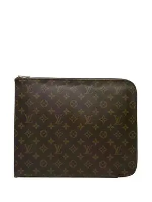 LOUIS VUITTON Monogram Canvas Porte Documents Clutch Bag - Brown