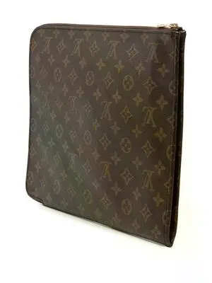 LOUIS VUITTON Monogram Canvas Porte Documents Clutch Bag - Brown