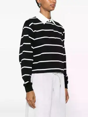 Amiri Striped Long-sleeve Polo Top - Black