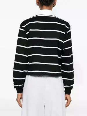 Amiri Striped Long-sleeve Polo Top - Black