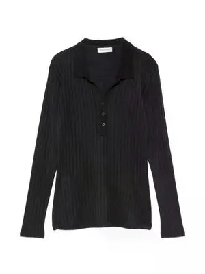 Marc O'polo Ribbed Knit Long-sleeve Polo Top