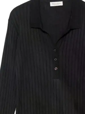 Marc O'polo Ribbed Knit Long-sleeve Polo Top