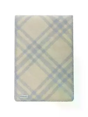 Burberry Check Brushed Wool Scarf - Blue
