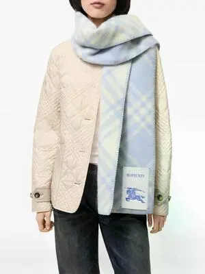 Burberry Check Brushed Wool Scarf - Blue