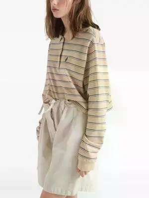Prada Striped Piqué Polo Shirt - Neutrals