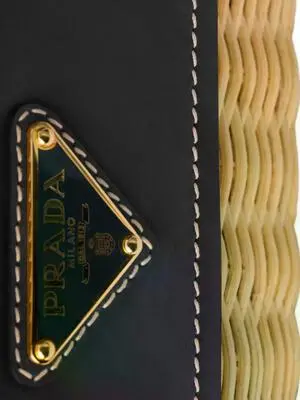 Prada Wicker And Leather Shoulder Bag