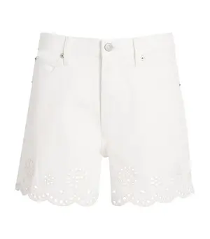FRAME Eyelet Long Hang Denim Shorts - White