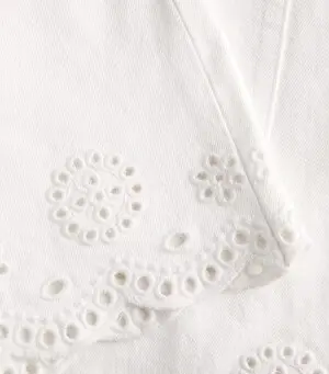 FRAME Eyelet Long Hang Denim Shorts - White