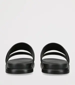 FERRAGAMO Leather Gancini Slide Sandals - Black