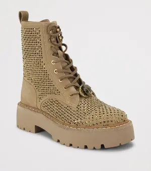 Kurt Geiger Suede Embellished Lace-up Ankle Boots