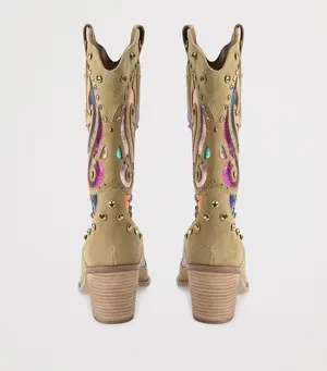 Kurt Geiger Suede Kensington Cowboy Boots - Beige