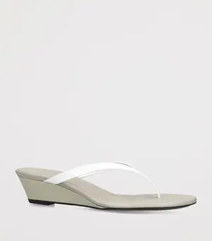 Christopher Esber Leather Scala Wedge Sandals - White
