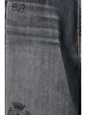 Balenciaga Tattoo Baggy Cotton Denim Pants - Gray
