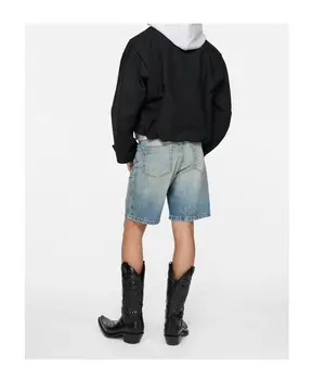 Acne Studios Distressed Denim Shorts With D-ring Belt