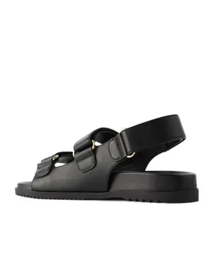Gucci Double G Sandals With Gold Hardware - Black