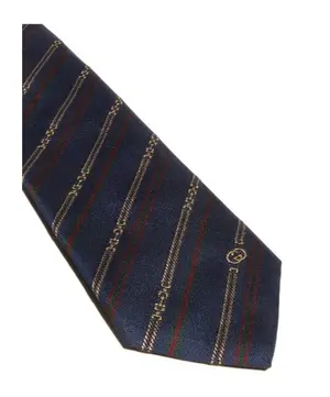 Gucci Silk Jacquard Tie With Interlocking G Horsebit Motif - Blue