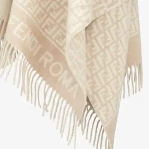 Fendi Ff Jacquard Fringed Poncho