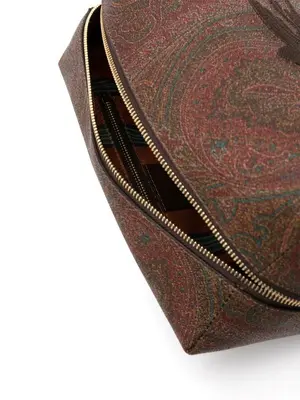 Etro Logo Embroidered Paisley Pouch - Brown