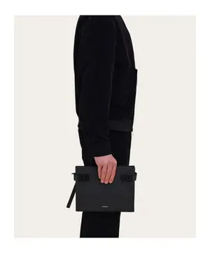 FERRAGAMO Gancio Buckle Strap Wristlet Bag