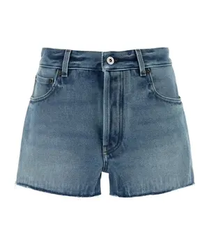Miu Miu Raw Hem Denim Shorts - Blue