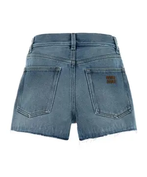 Miu Miu Raw Hem Denim Shorts - Blue