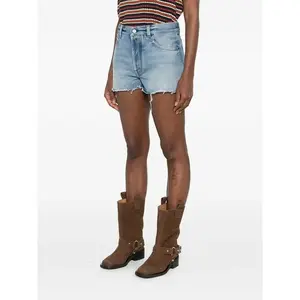 Miu Miu Raw Hem Denim Shorts - Blue
