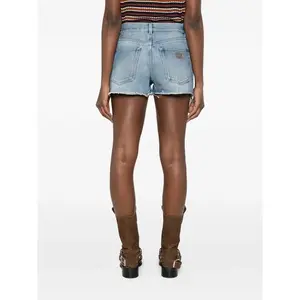 Miu Miu Raw Hem Denim Shorts - Blue