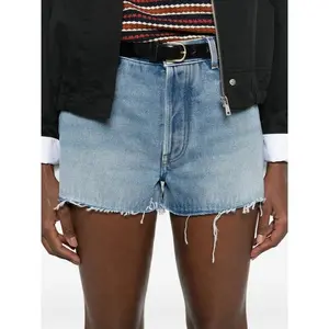 Miu Miu Raw Hem Denim Shorts - Blue