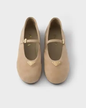 Prada Suede Ballerinas With Logo Detail