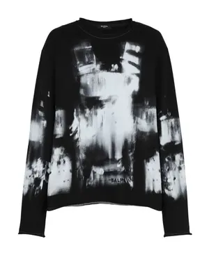 Balmain Printed Crewneck Sweatshirt - Black