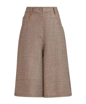 Brunello Cucinelli Sparkling Virgin Wool Houndstooth Long Bermuda Shorts With Monili