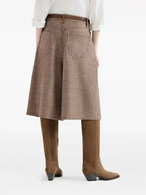 Brunello Cucinelli Sparkling Virgin Wool Houndstooth Long Bermuda Shorts With Monili